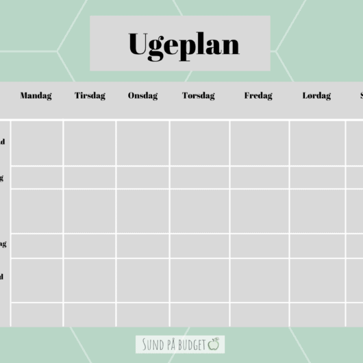 Madplan skema (print selv) - Sund på budget